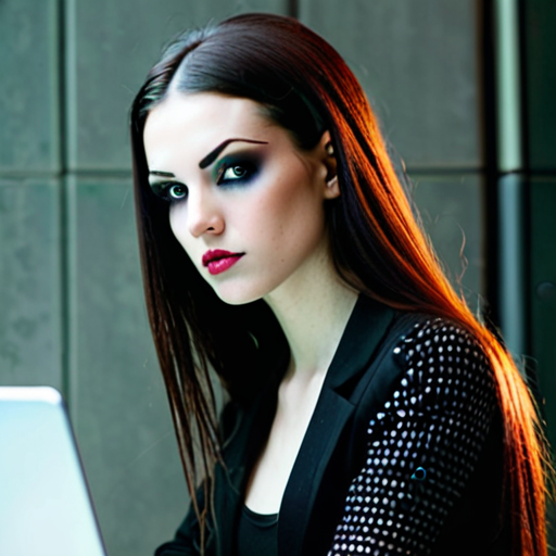 Profile pic hacker pixel laptop girl tech cyber Gothic