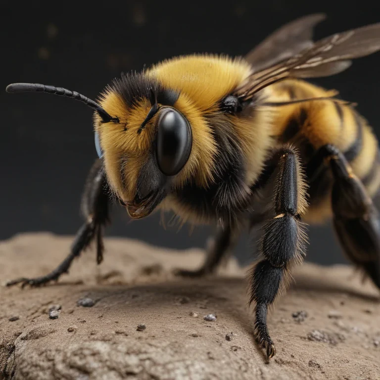 Close-Up of a Bumblebee Showing Intricate Details and Vibrant Colors