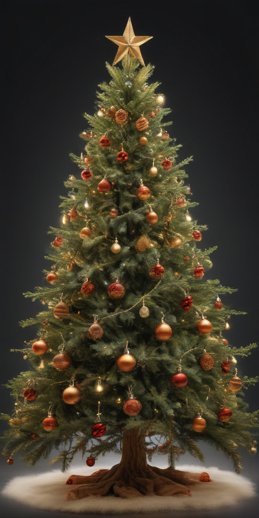 Beautifully Decorated Christmas Tree with Ornaments and Warm Twinkling ...