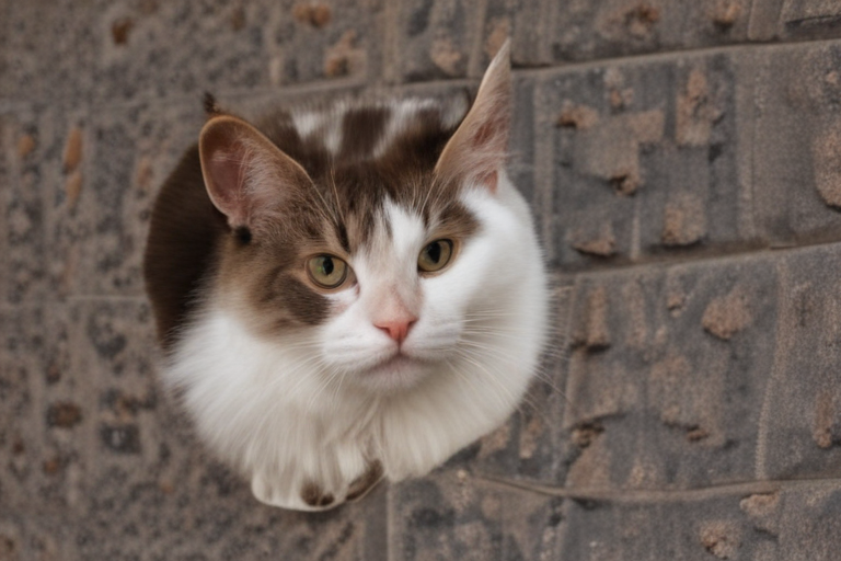 A Curious Cat Peeking Through a Hole in the Wall.