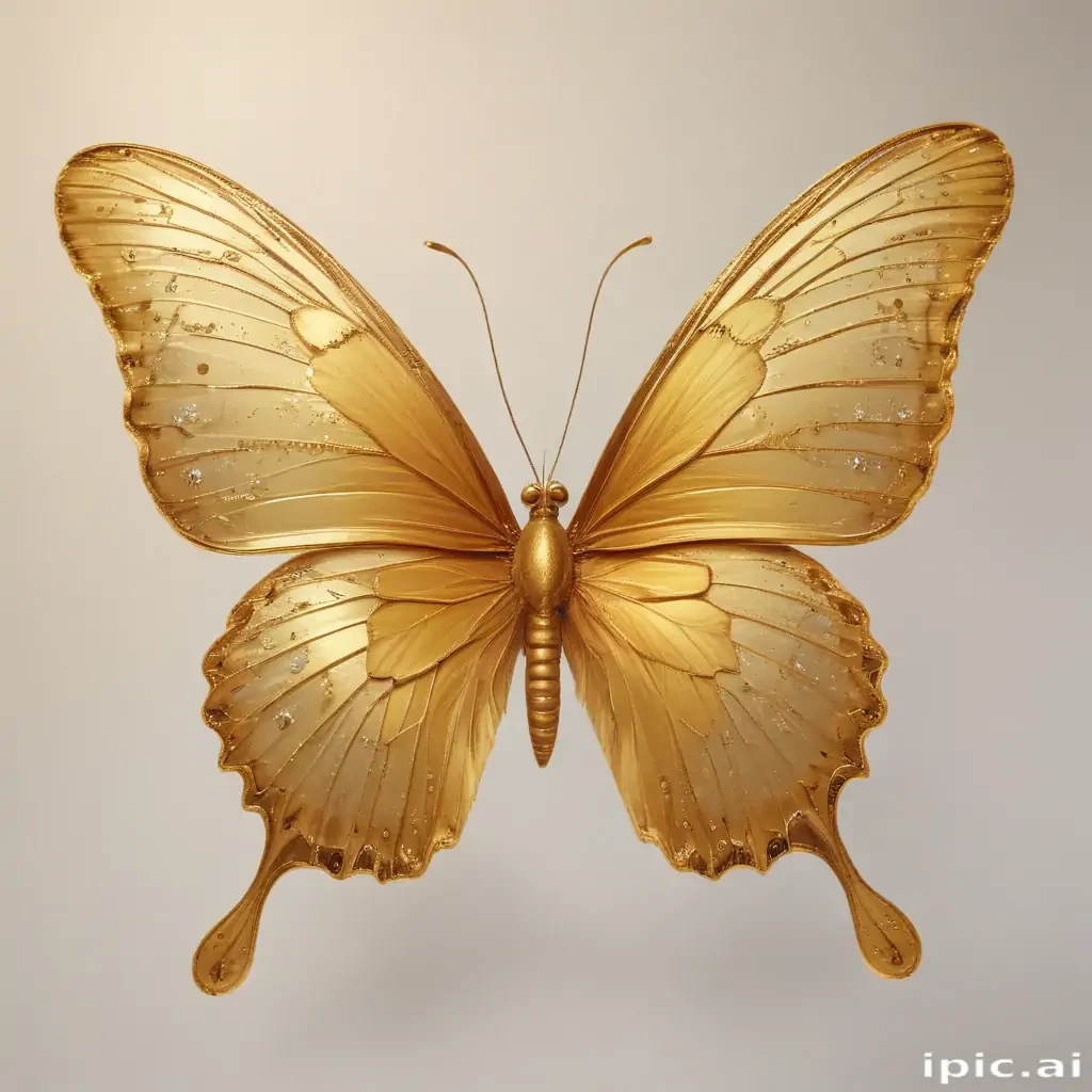 Elegant Golden Butterfly Displaying Intricate Wing Patterns and ...