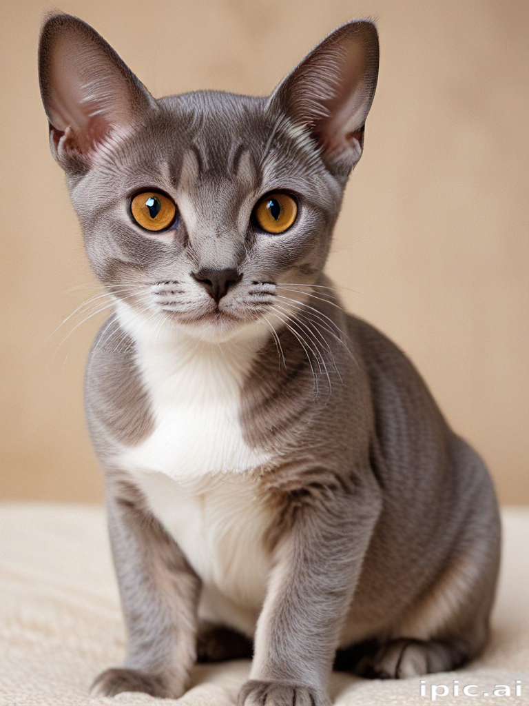 A Charming Gray Cat with Striking Golden Eyes Posing Elegantly for the ...