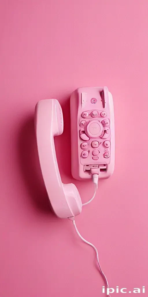 Bright Pink Vintage Telephone Against a Soft Pink Background for a ...