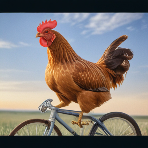 Chicken riding bicycle