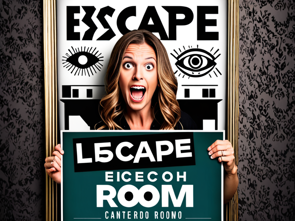 escape room poster design, scare, excited, interesting