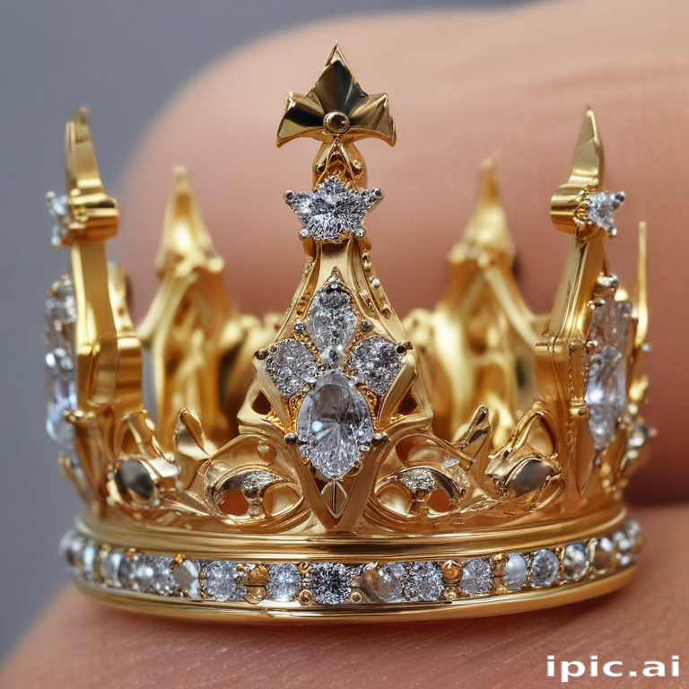 Exquisite Golden Crown Adorned with Sparkling Diamonds and Intricate ...