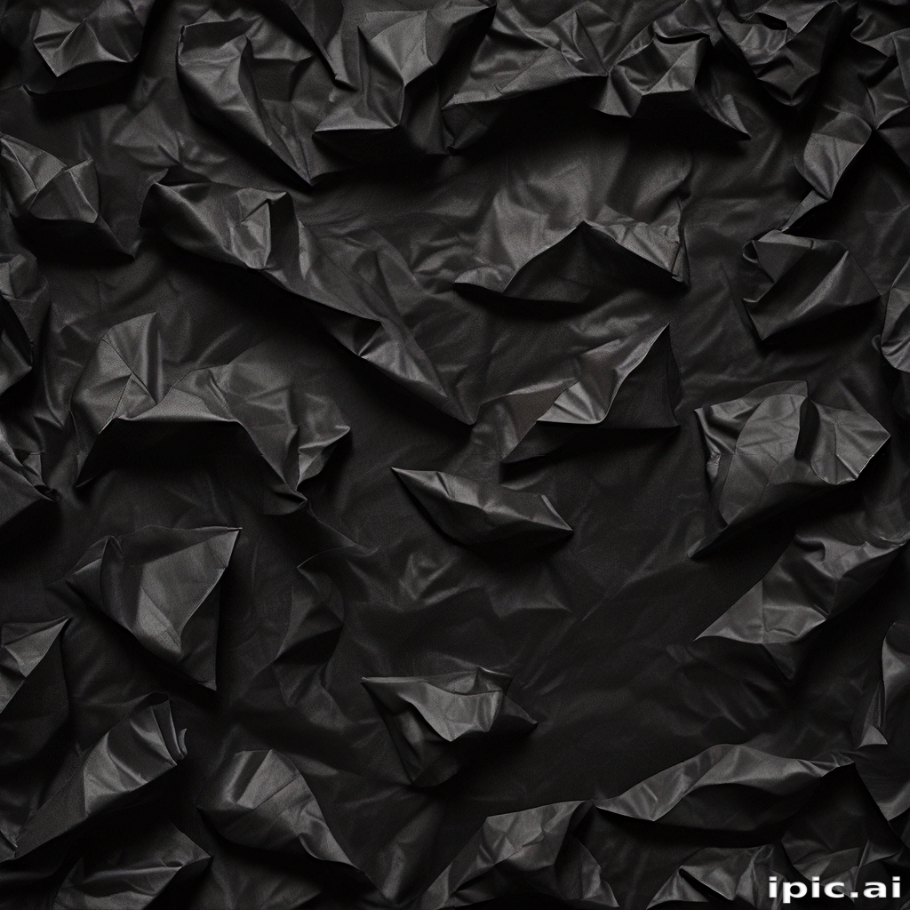 Intricate Patterns of Crumpled Black Paper Creating a Textured Background