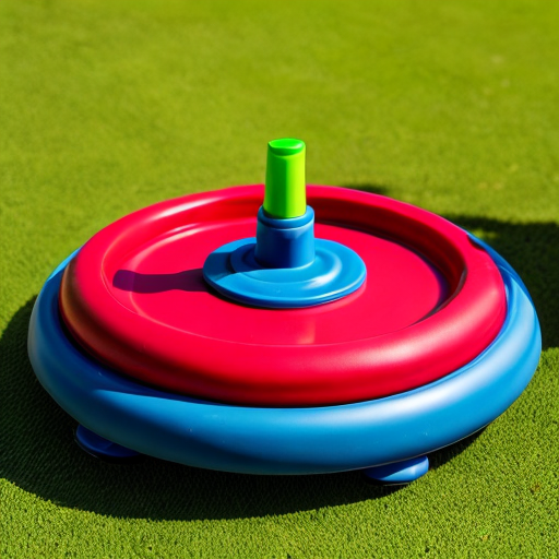 wibble wobble toy on a wobble board wobbling around in a garden