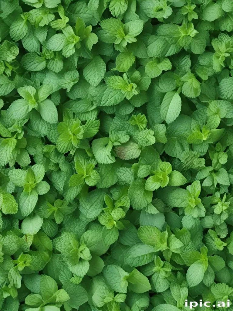 A Lush Green Field of Fresh Mint Leaves in Abundant Growth