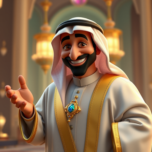 Charming Animated Character Dressed in Traditional Arabian Attire ...