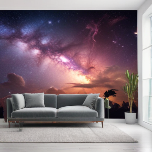 Stunning Cosmic Mural Transforming a Modern Living Room's Ambiance and ...