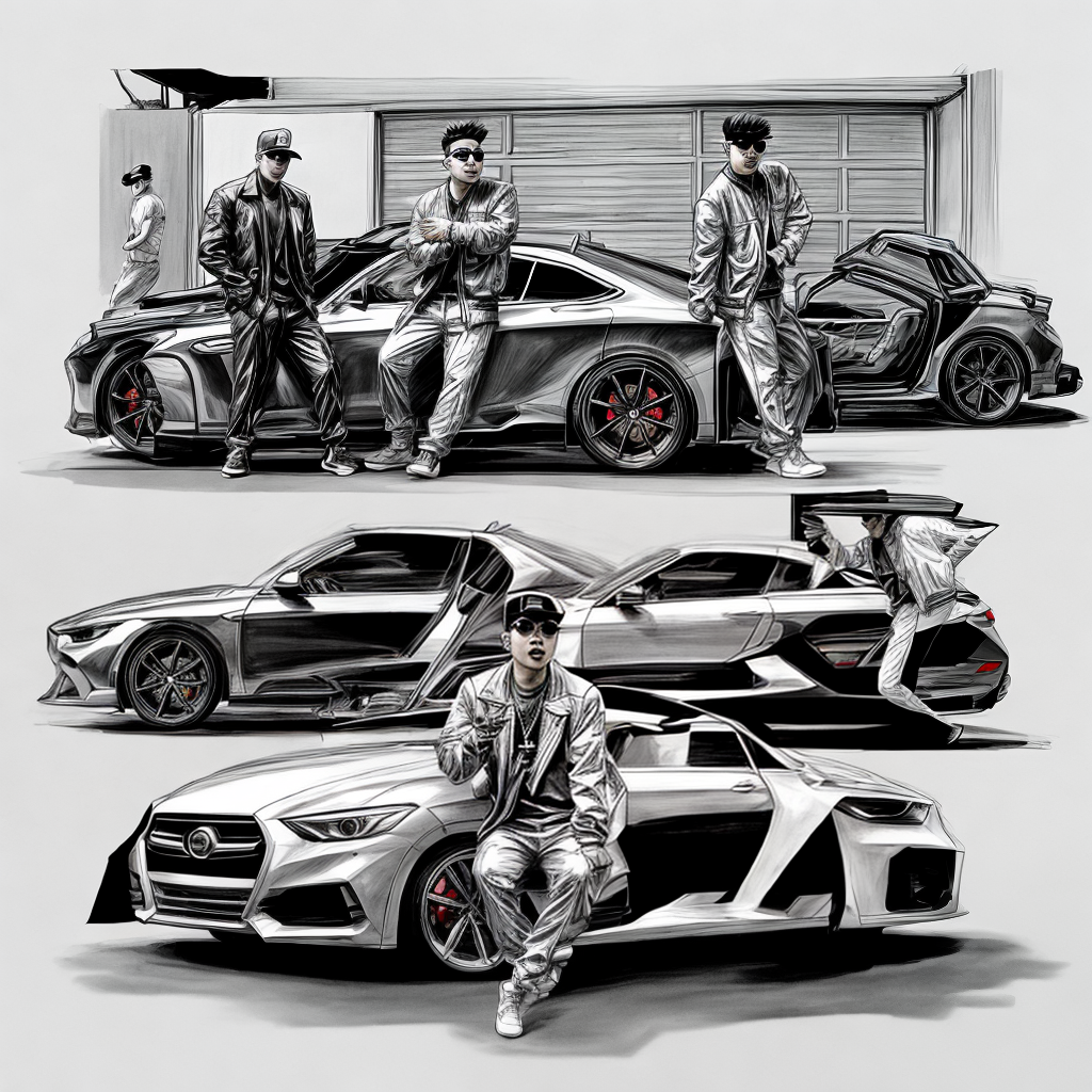 ASIAN RAPPER SINGING IN THE GARAGE OF MANY SPORT CARS BEHIND CARS ARE ...