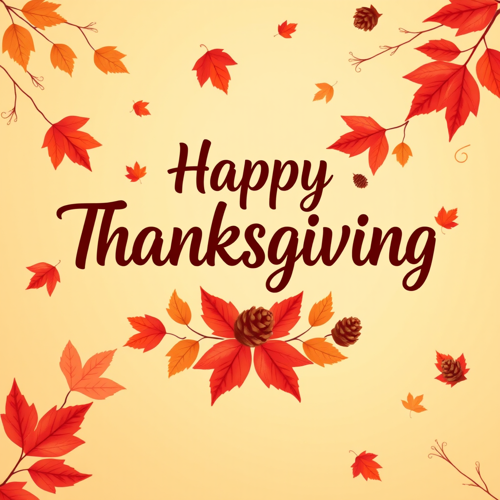 Celebrating a Joyful Thanksgiving with Autumn Leaves and Warm Wishes