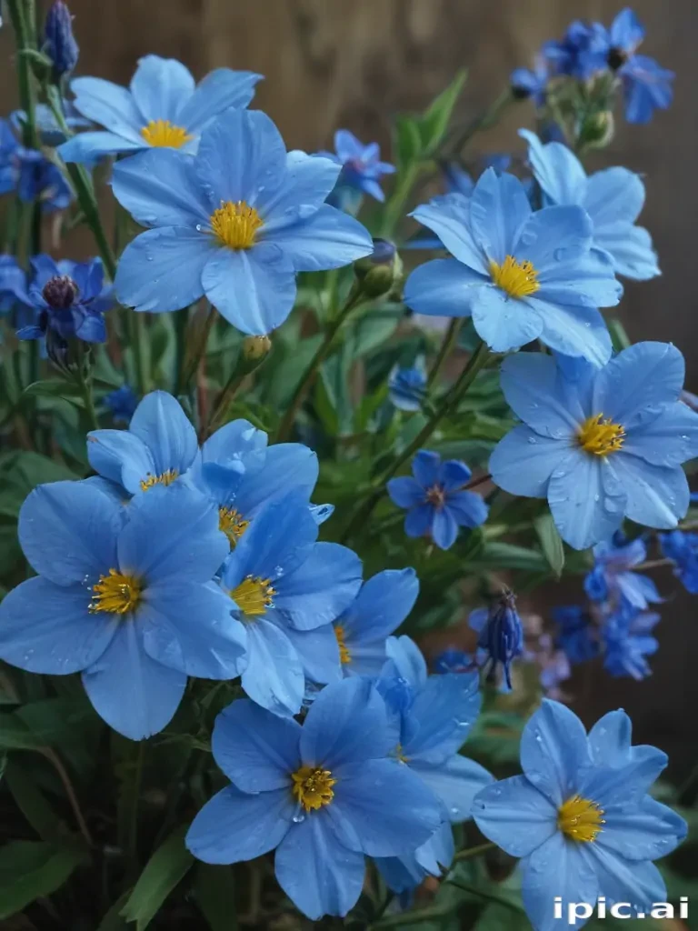 Vibrant Blue Flowers Blooming Beautifully in a Garden Setting