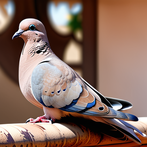 A Beautiful Dove Perched Gracefully on a Wooden Surface in Bright Light
