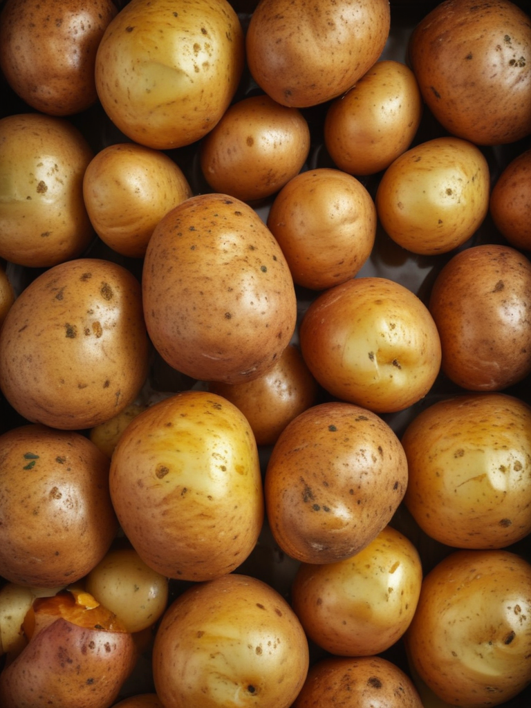 A Close-Up View of Freshly Harvested Potatoes in Various Sizes and Shapes.