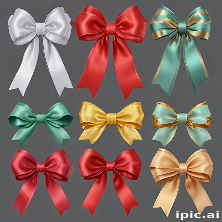 Colorful Collection of Decorative Bows in Various Styles and Shades