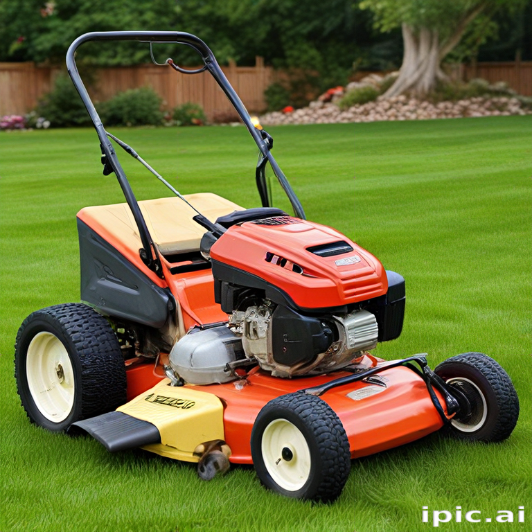 A Brightly Colored Lawn Mower Ready to Tackle Overgrown Grass Areas.