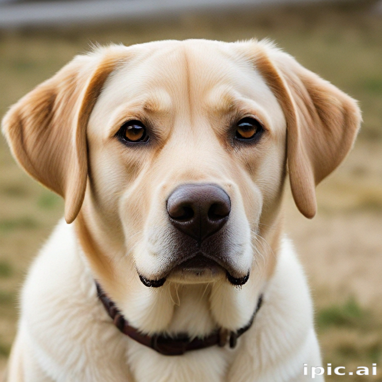 A Loyal and Friendly Labrador Retriever with a Gentle Expression Outdoors.