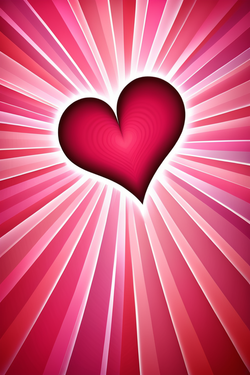 Vibrant Heart Radiating Love Amidst Bold Pink and Red Rays