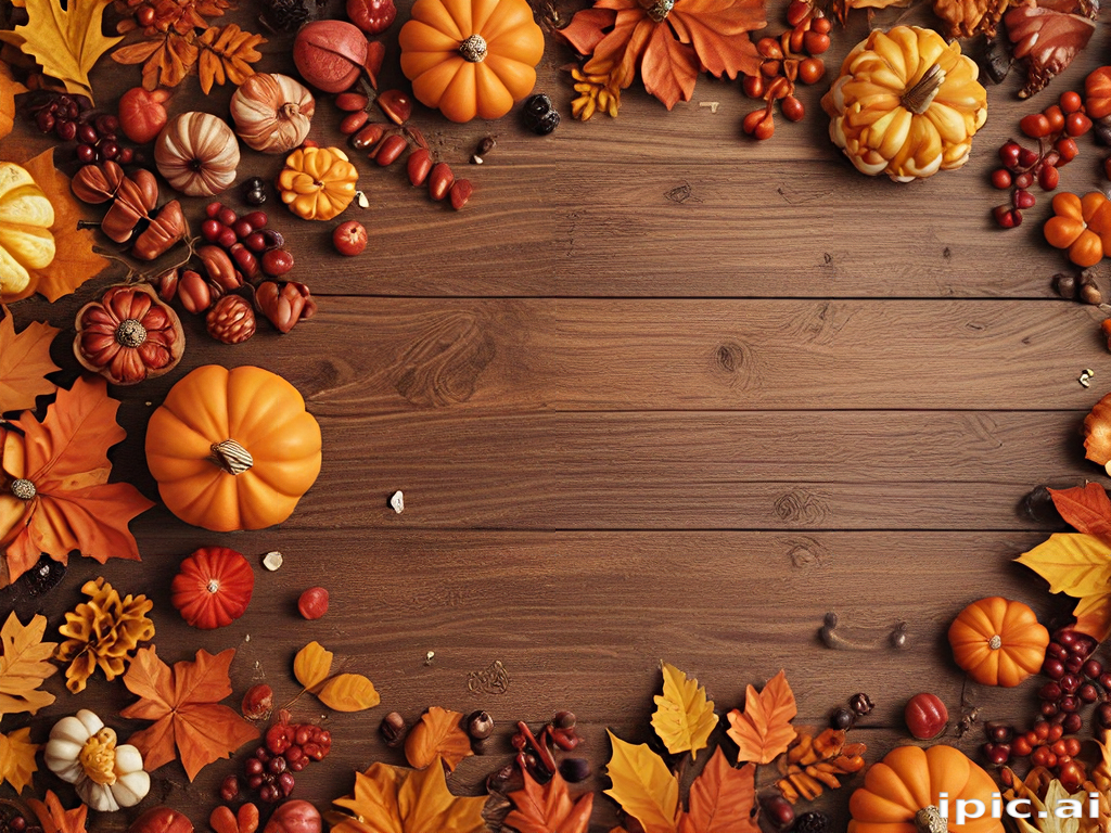 Autumn Harvest Celebration: A Vibrant Display of Pumpkins and Leaves