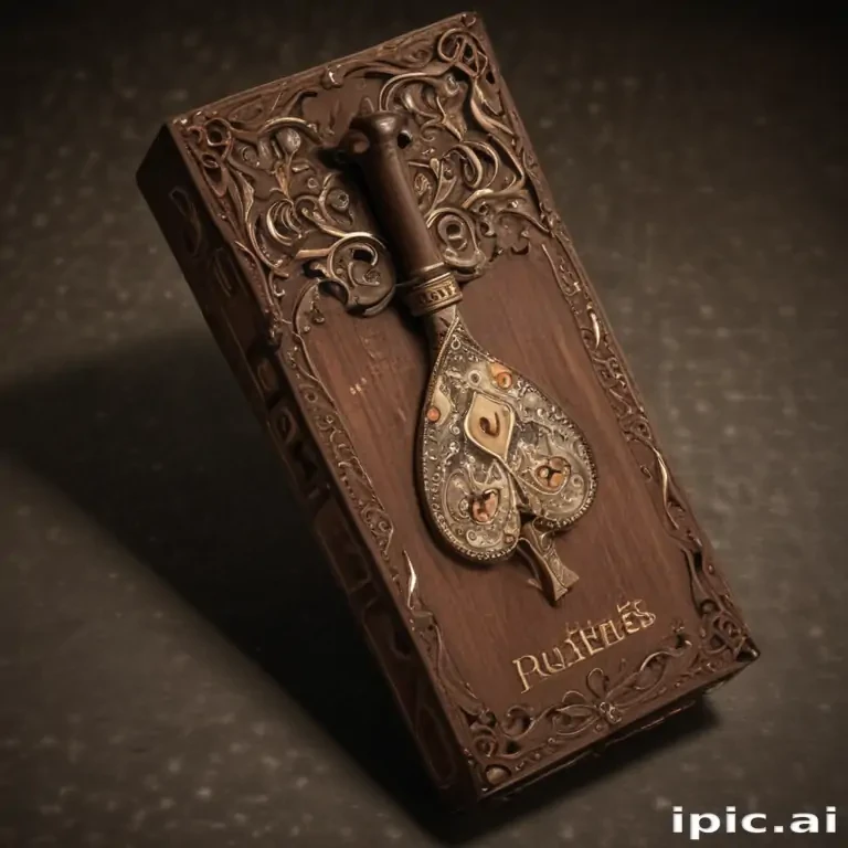 Intricately Designed Vintage Playing Card Case with Decorative Spade Motif