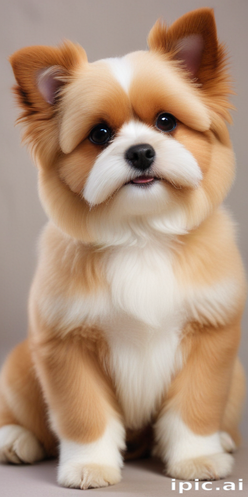 Adorable Fluffy Dog with Bright Eyes and Playful Expression Sitting Cutely