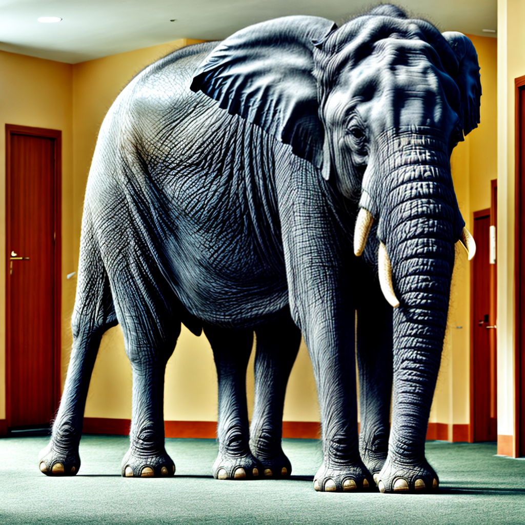 An elephant standing in the hotel