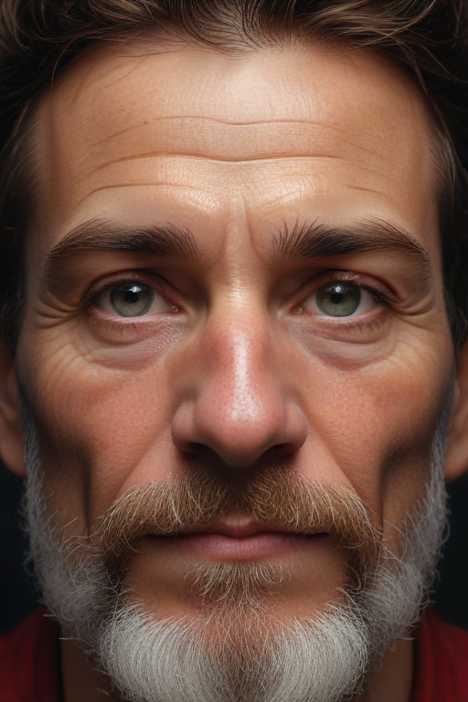 Close-Up Portrait of a Mature Man with Unique Eye Colors and Beard