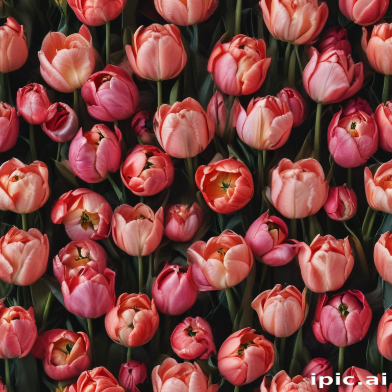 A Vibrant Array of Colorful Tulips in Full Bloom Displaying Nature's ...
