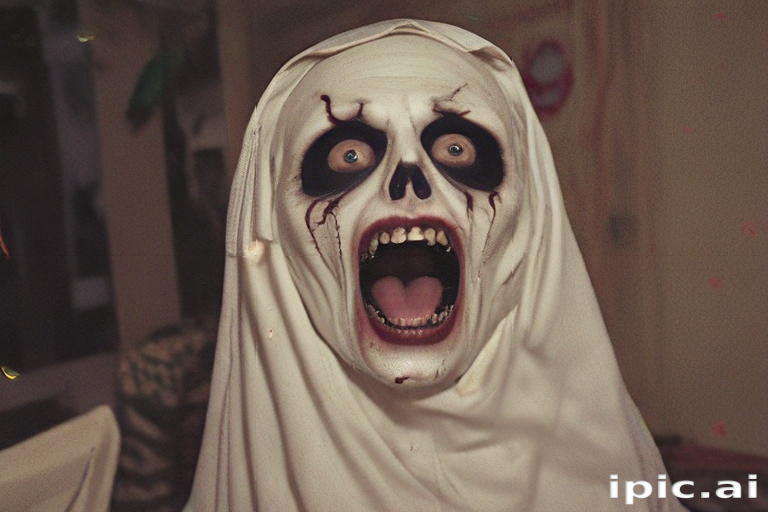 Haunting Figure in White Sheet with Disturbing Face and Screaming ...