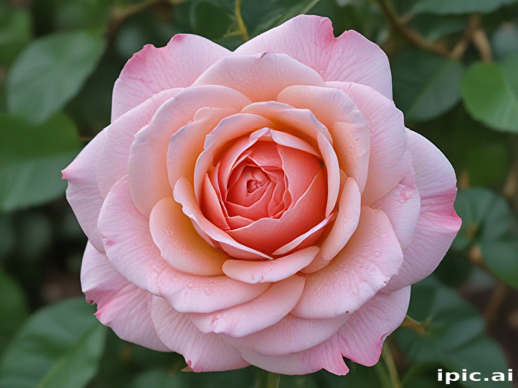 A Beautiful Pink Rose Blossoming Amidst Lush Green Foliage in Nature.