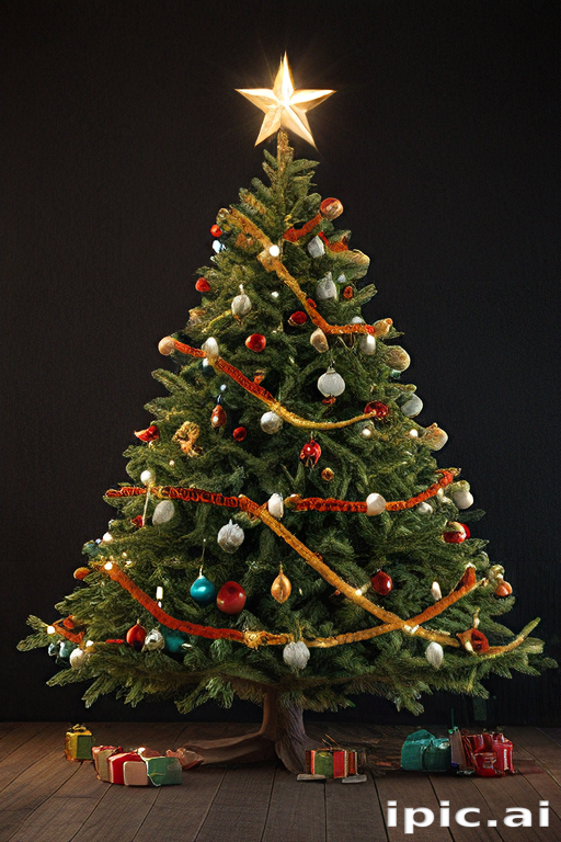 Beautifully Decorated Christmas Tree with Ornaments, Lights, and Gifts ...
