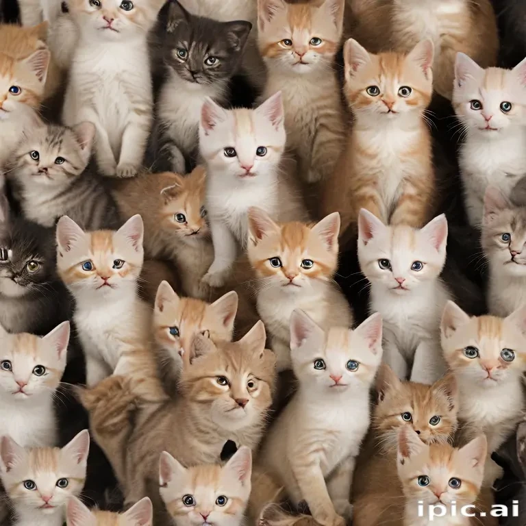 A Playful Gathering of Adorable Kittens in Various Colors and Patterns.