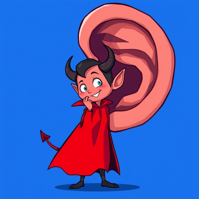 The Mischievous Little Devil with an Oversized Ear and Cheeky Smile