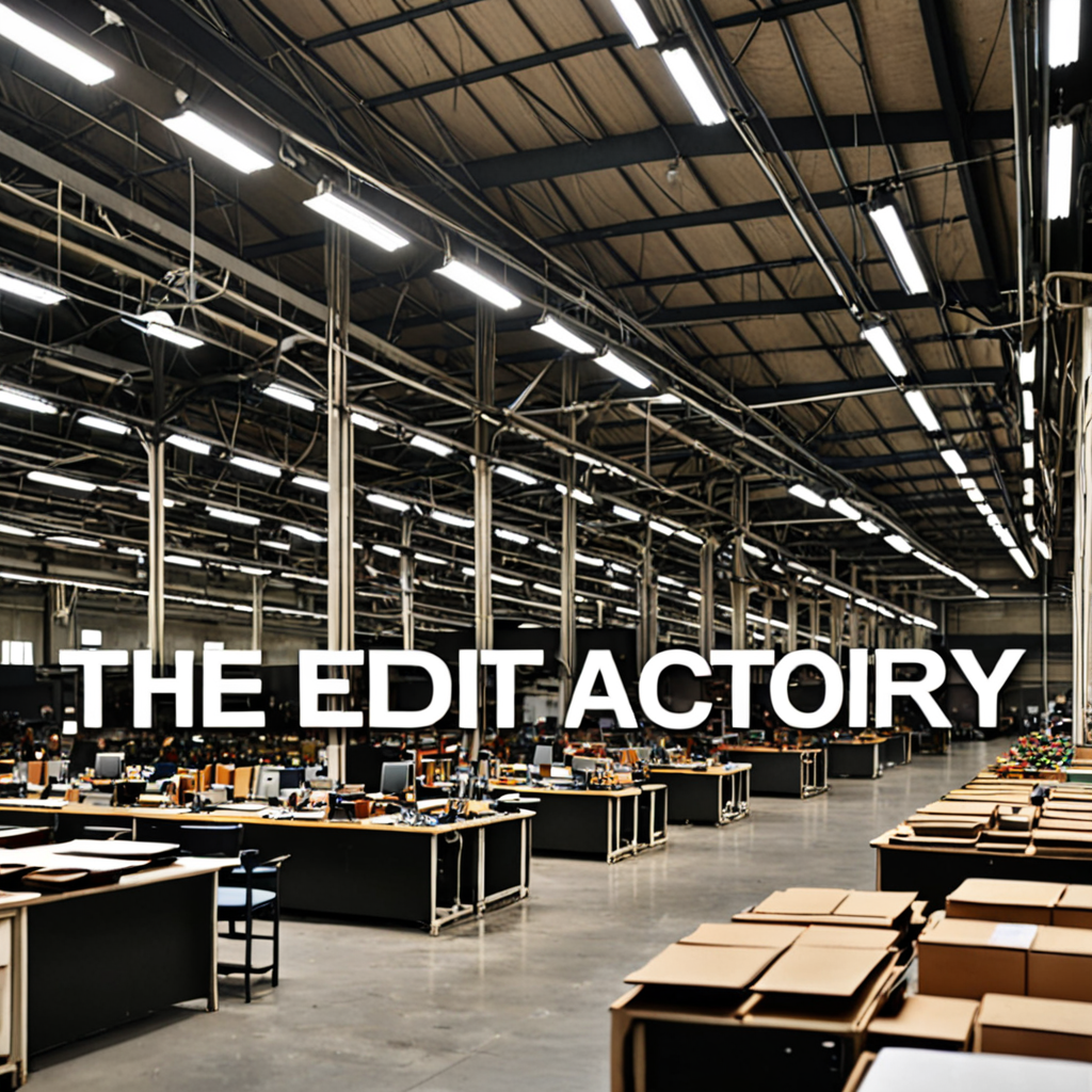 A military factory with the text The Edit Factory
