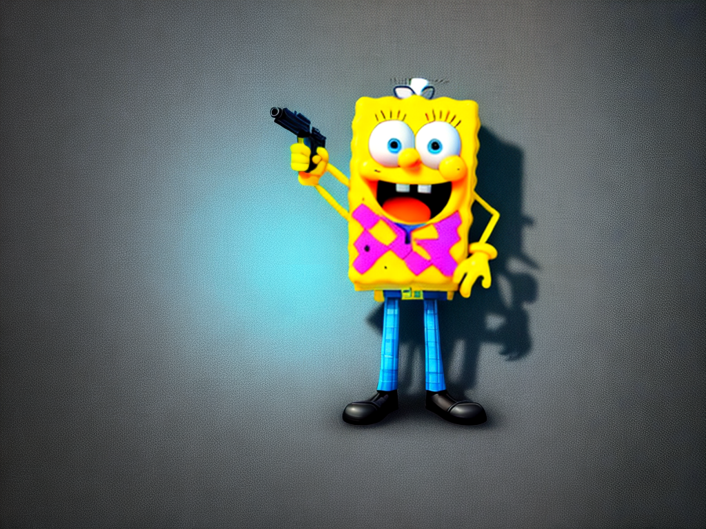 Spongebob with a gun in the head