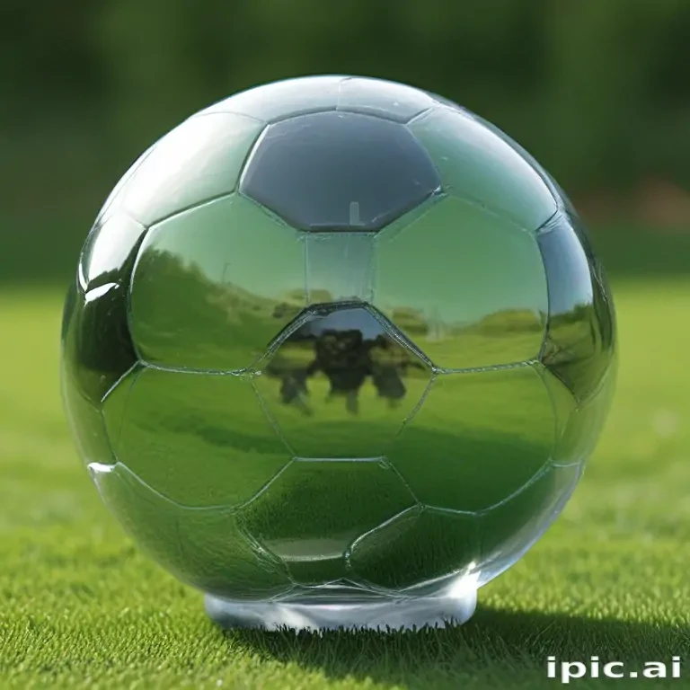 Reflective Glass Soccer Ball Sitting on a Vibrant Green Field