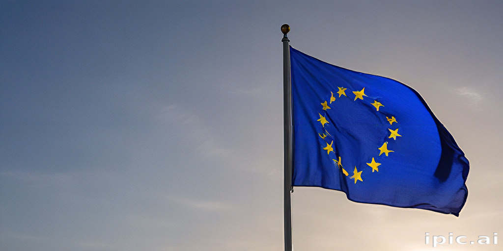 European Union Flag Waving Proudly Against a Clear Blue Sky