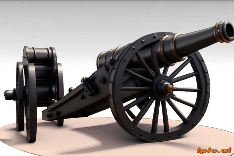 A Detailed View of a Historical Cannon on a Simple Background.