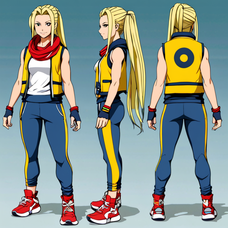 rikku. Full body. White. blonde mid-long hair dreads. Pokemon trainer ...