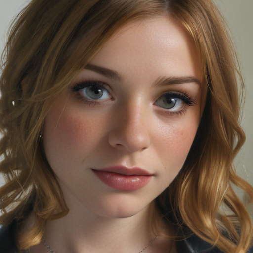 Portrait of a Young Woman with Beautiful Features and Soft Expressions