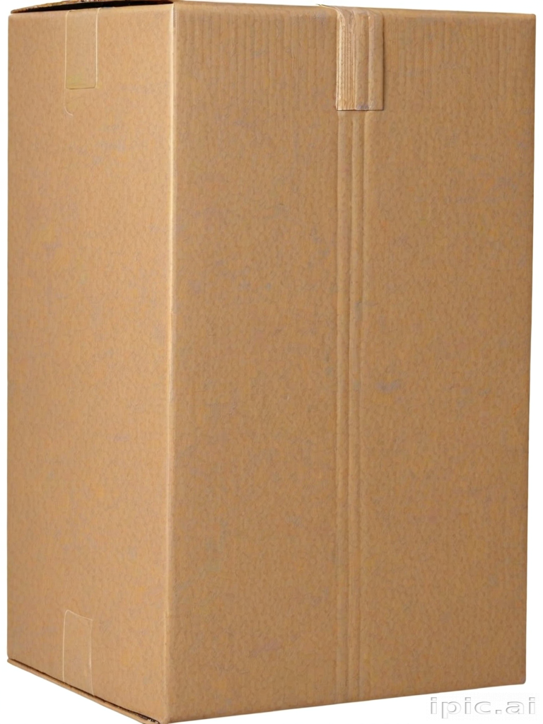 Plain Brown Cardboard Box Standing Upright on a White Background