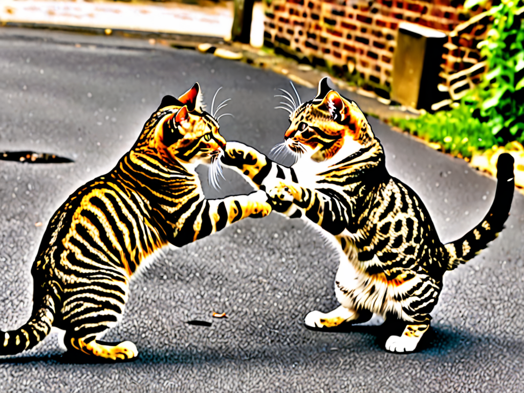 a cat fighting another cat