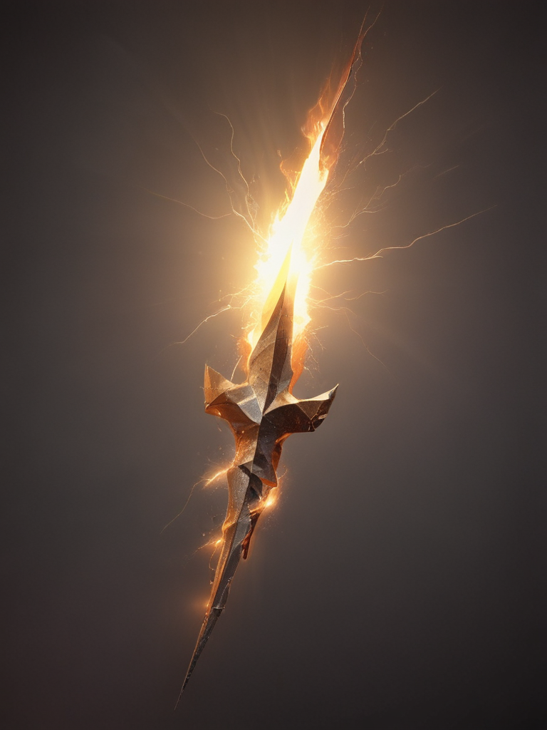 Radiant Energy Emanates from a Shimmering, Fiery Sword of Power