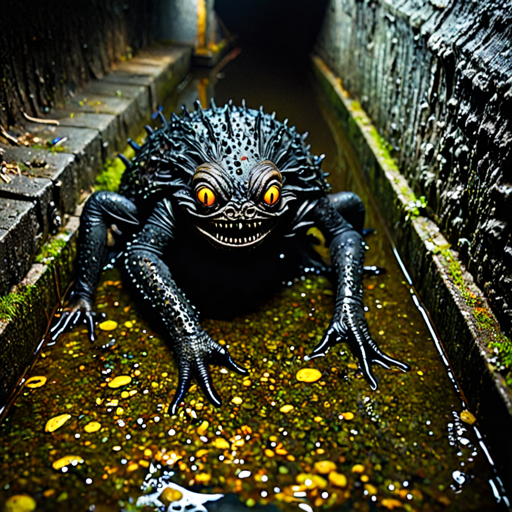 scariest black dirty sewer creature
