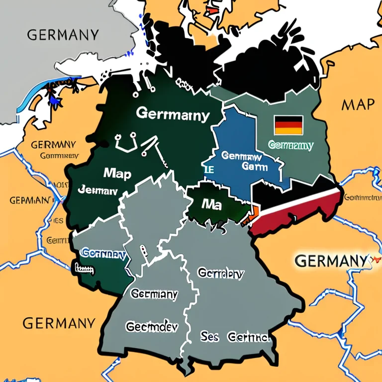 Colorful Map of Germany Highlighting Different Regions and Their Names