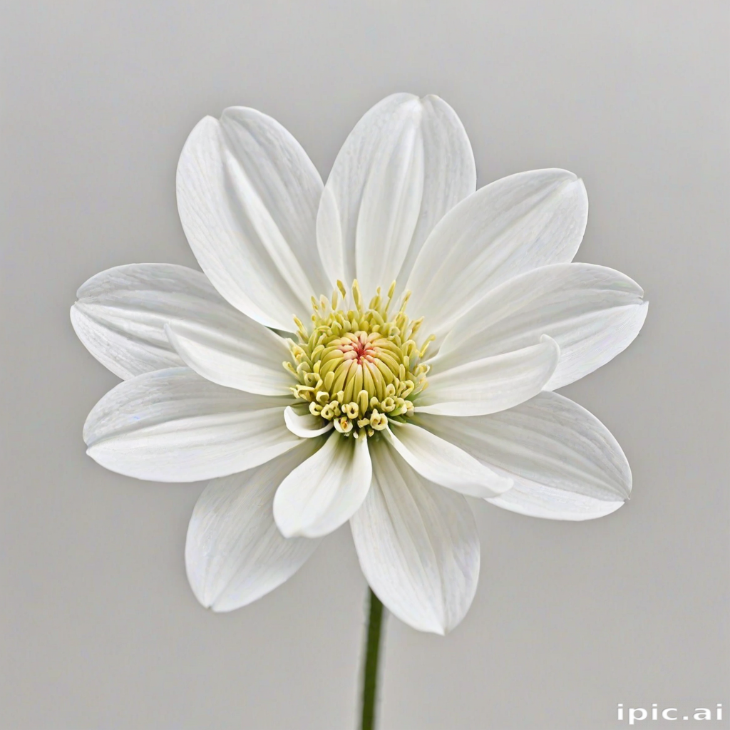 A Delicate White Flower with Intricate Petals and Center Detail.