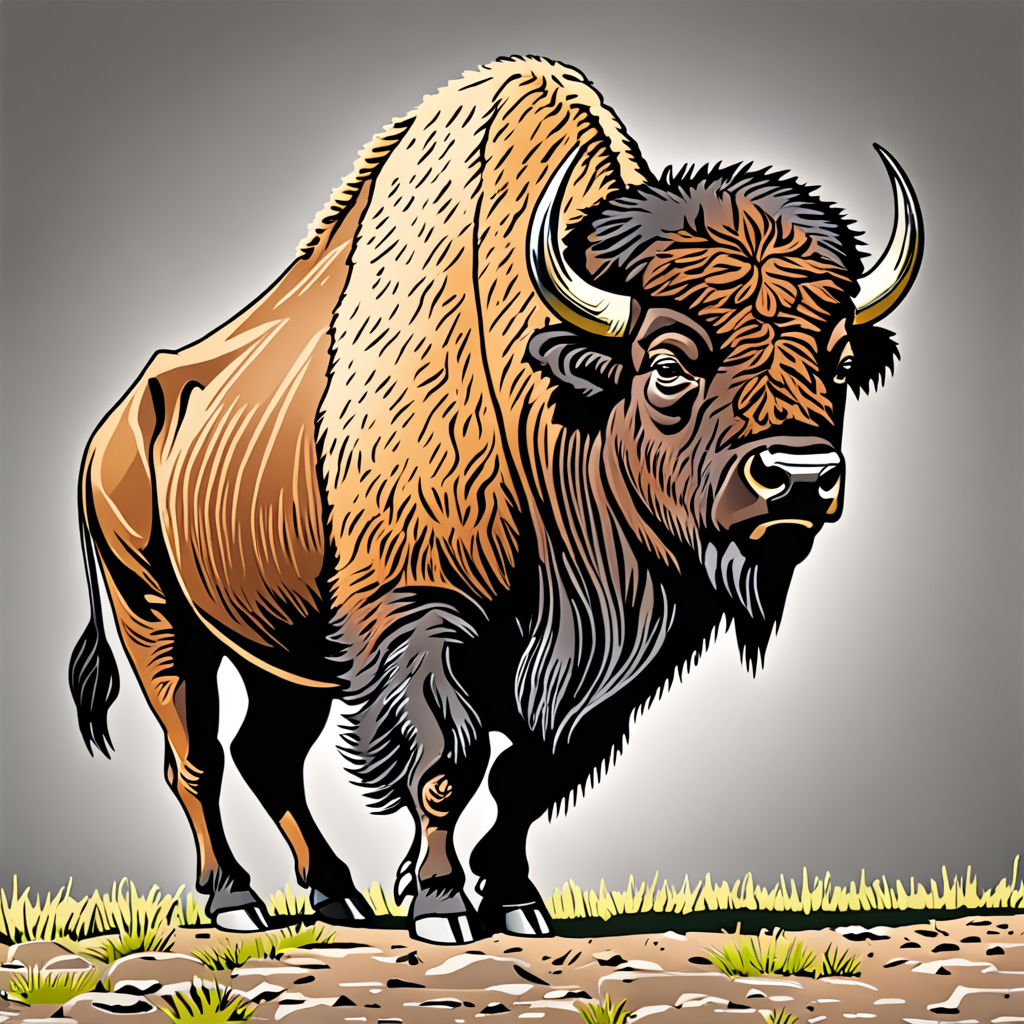 cartoon bison standing up