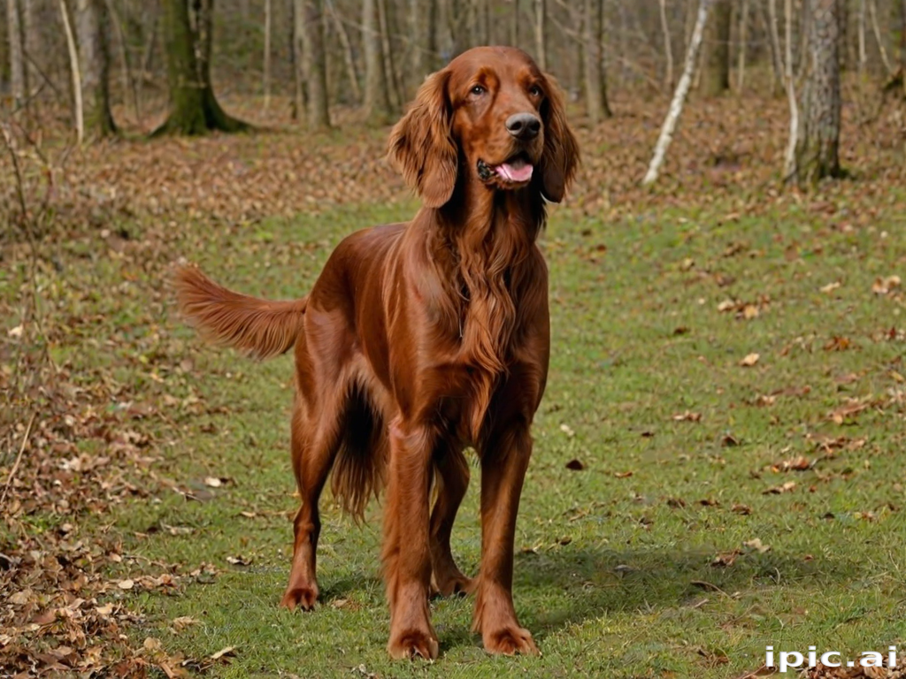 A Beautiful Irish Setter Enjoying a Day in the Forest Outdoors